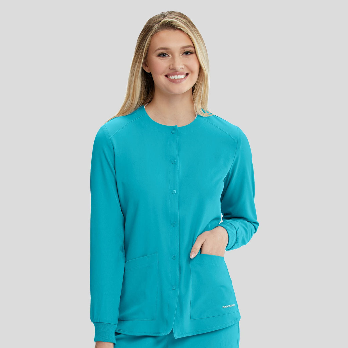 Stability Warmup Scrub Jacket | Turquoise – Robert's Medical Uniforms