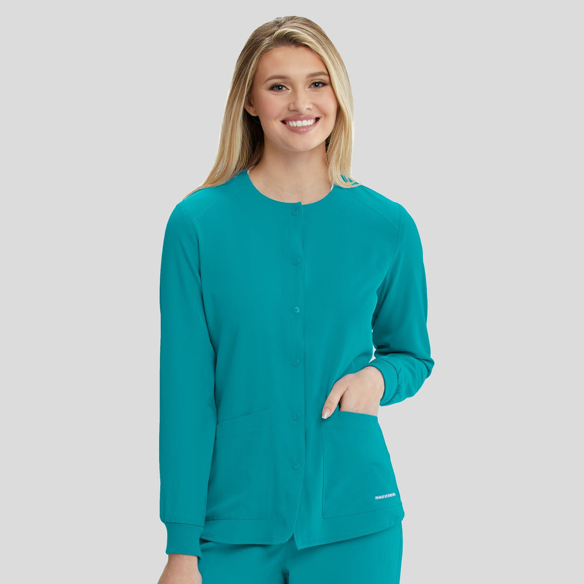 Stability Warmup Scrub Jacket | Teal – Robert's Medical Uniforms
