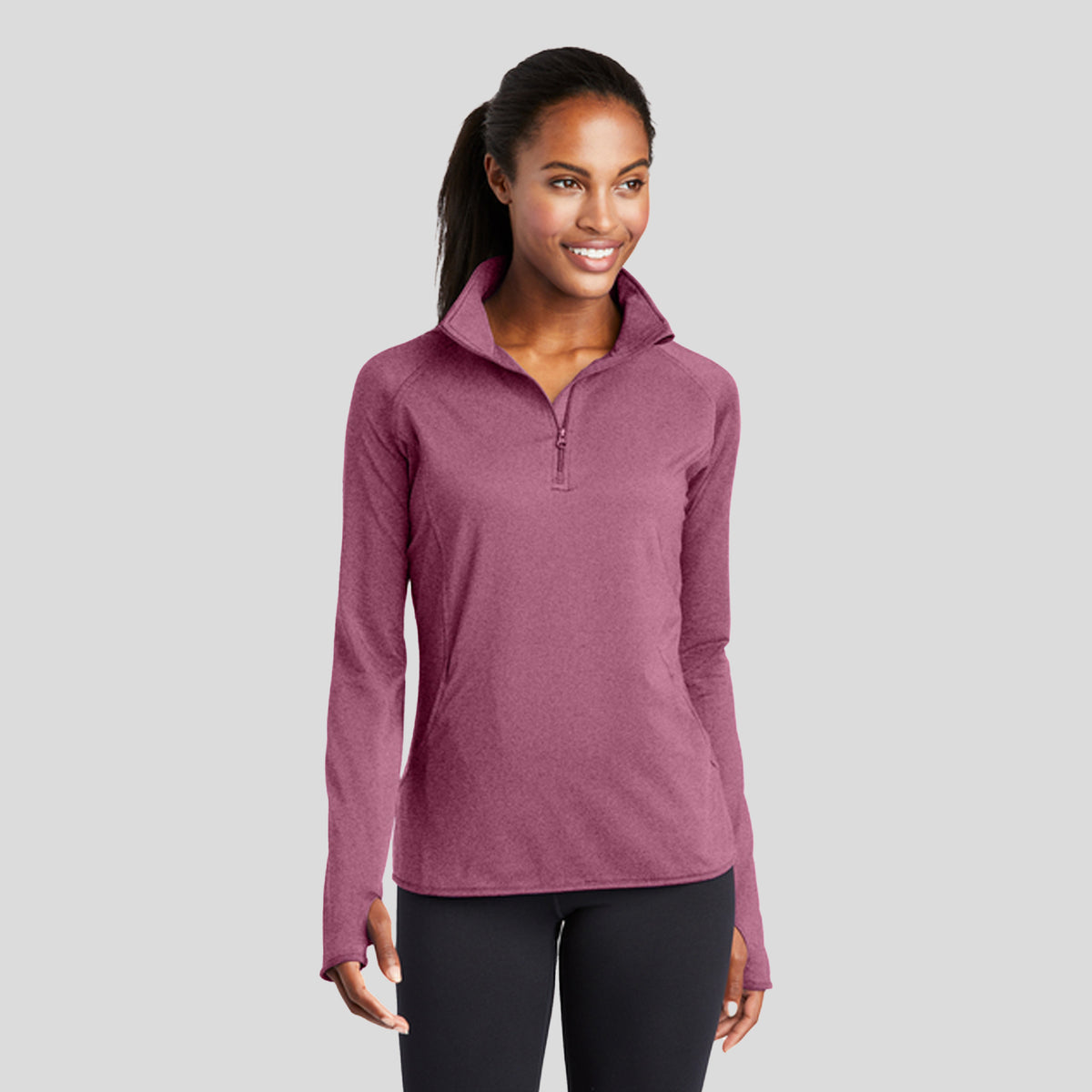 Women's Sport-Wick® Stretch 1/4-Zip Pullover | Pink Rush Heather ...