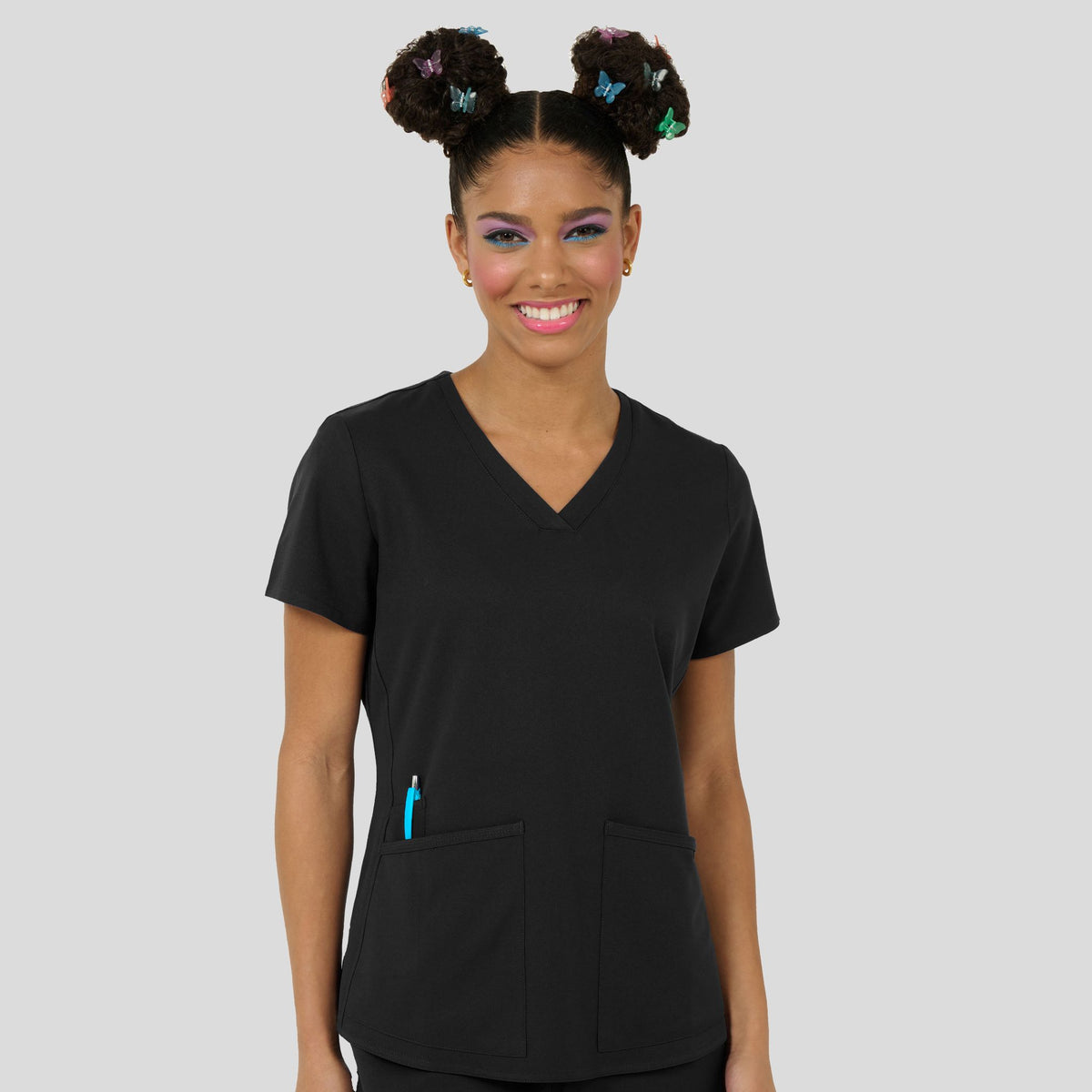 Focus V-Neck Top | Black – Robert's Medical Uniforms
